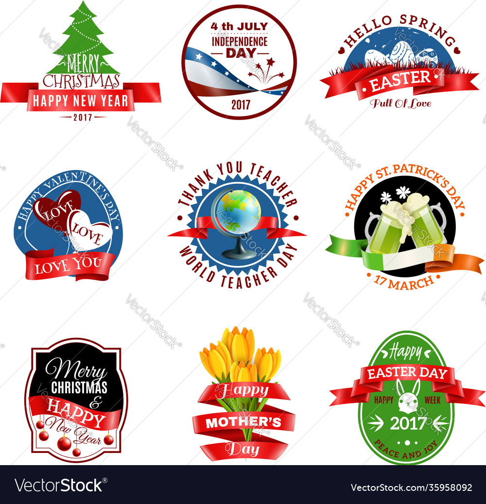 Greeting cards emblems set Royalty Free Vector Image