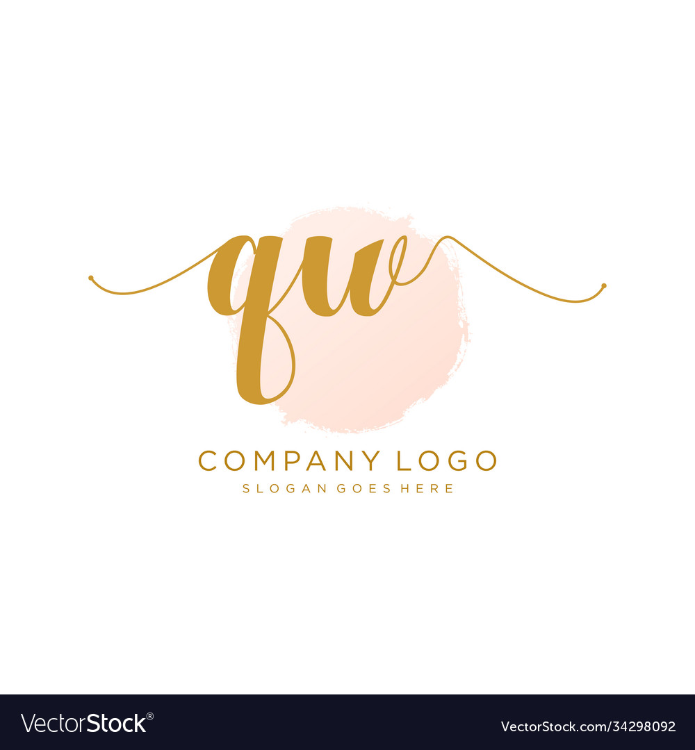 Initial qw handwriting logo with circle template Vector Image