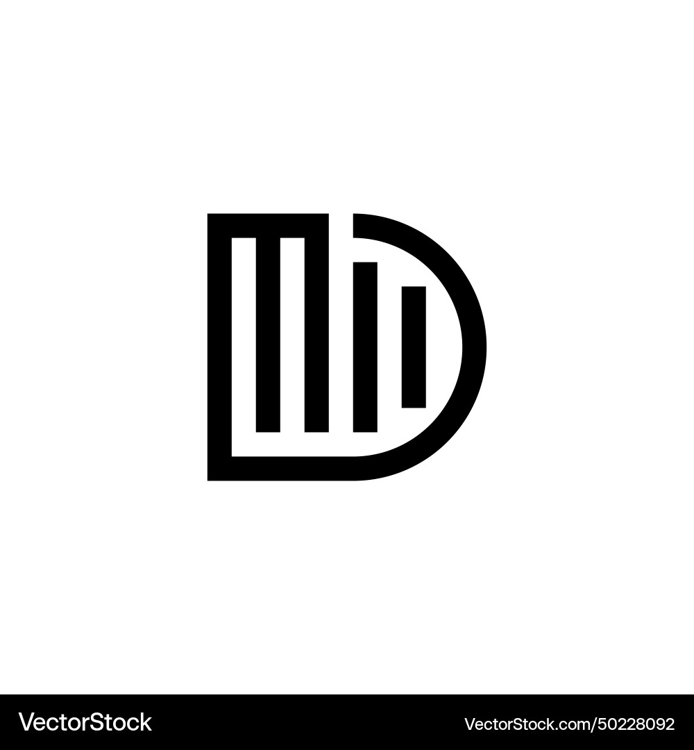 Letter md battery geometric symbol simple logo Vector Image