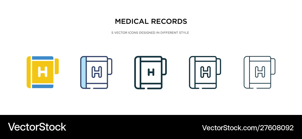 Medical records icon in different style two Vector Image