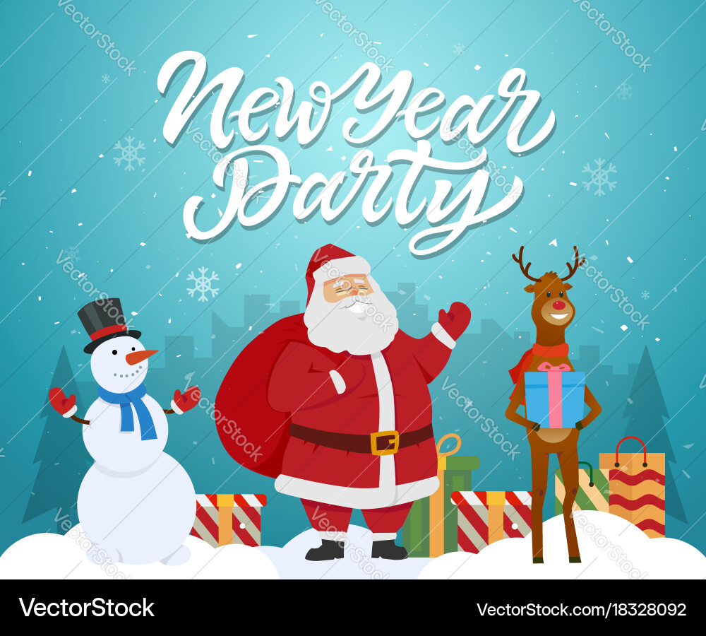 New year party - cartoon characters Royalty Free Vector