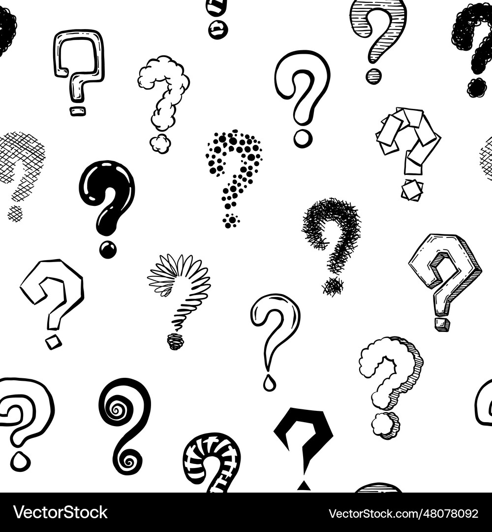 Question Marks Vector Seamless Pattern Hand Drawn Doodle Question Mark