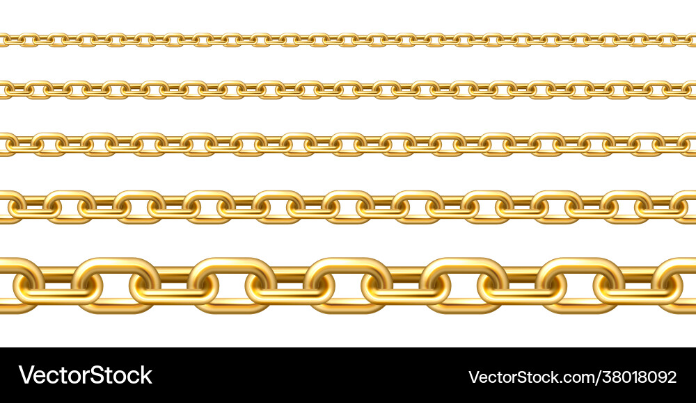 Realistic gold plated seamless metal chain Vector Image