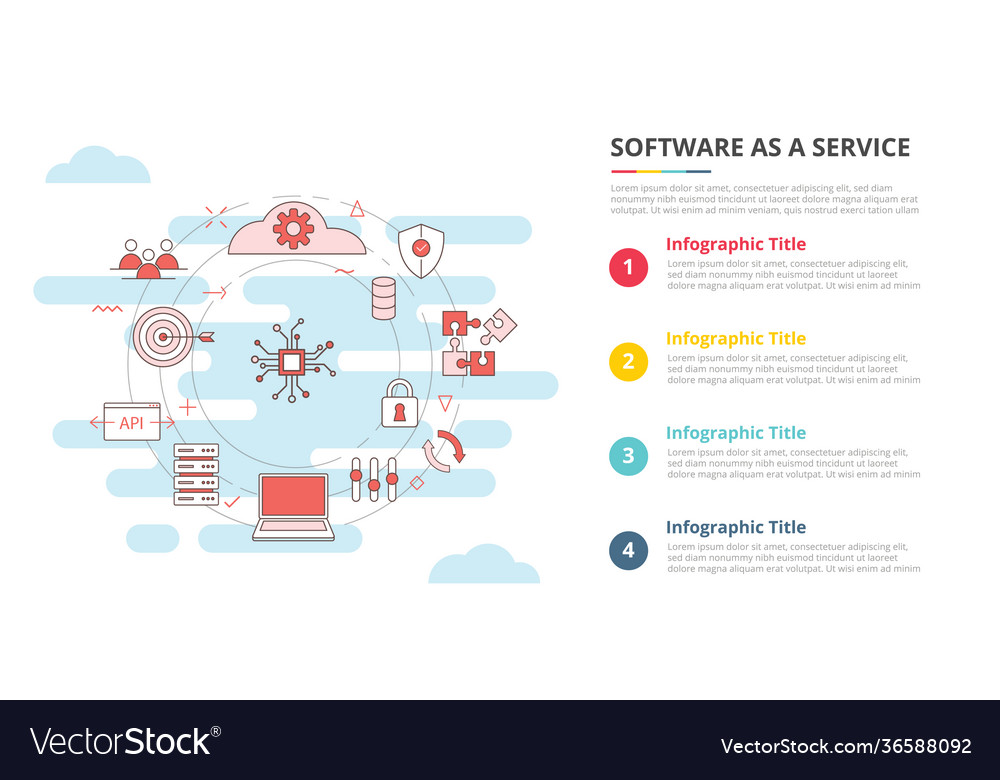 Saas software as a service concept Royalty Free Vector Image
