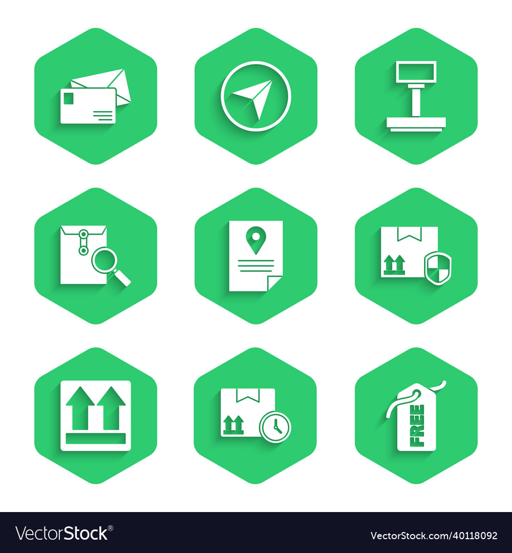 Set document tracking marker system cardboard box Vector Image