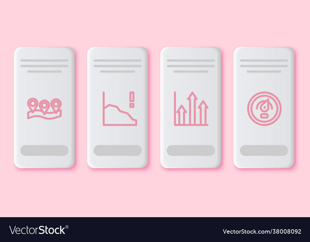 Set line location financial growth decrease pie Vector Image