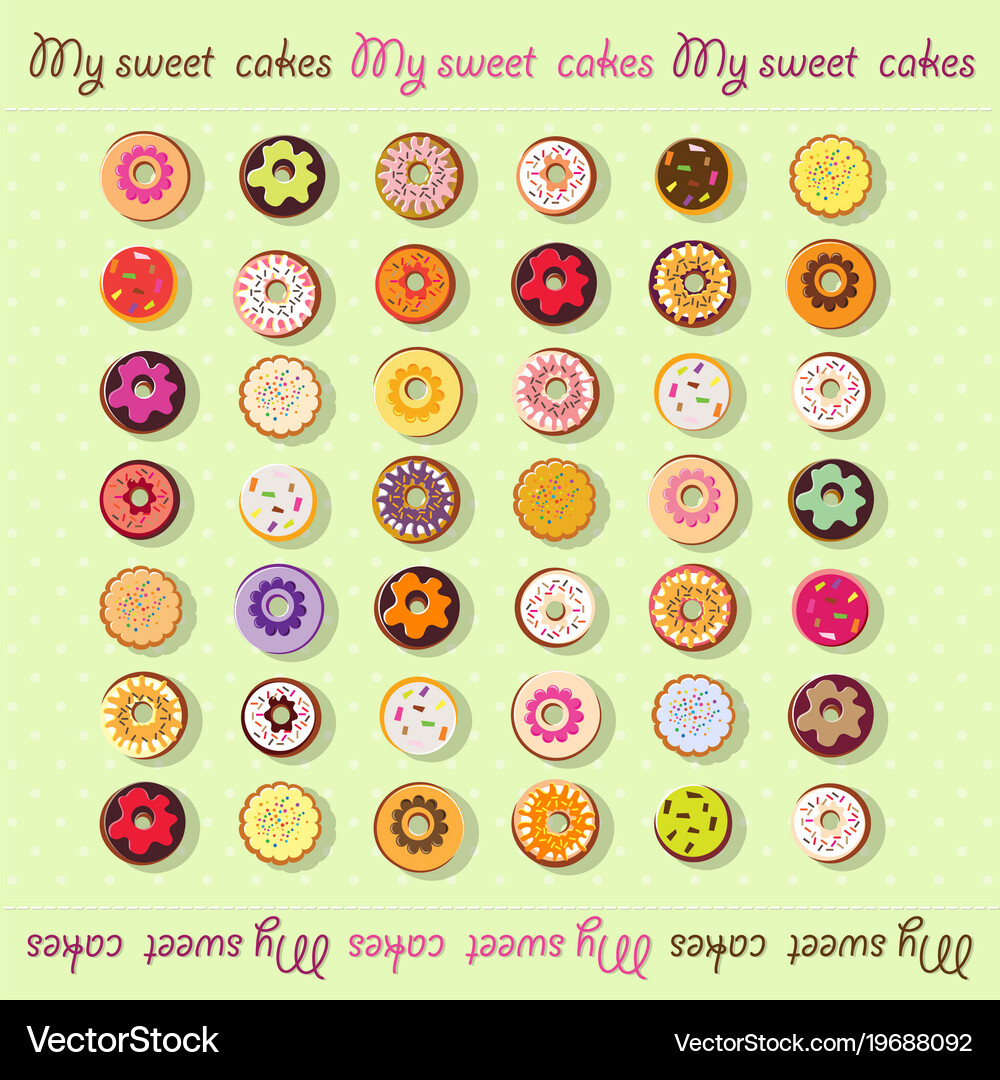 Set of different donut icons Royalty Free Vector Image