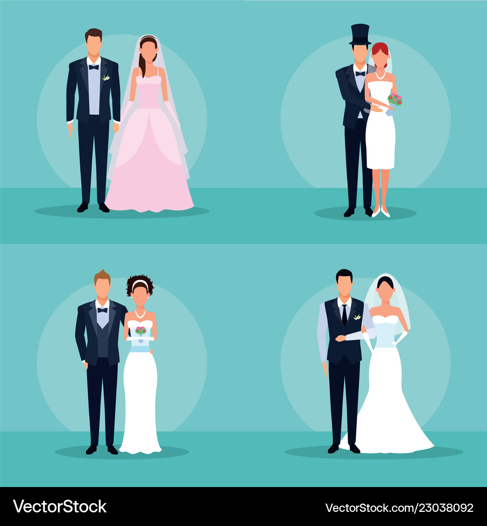 Set of wedding couple Royalty Free Vector Image