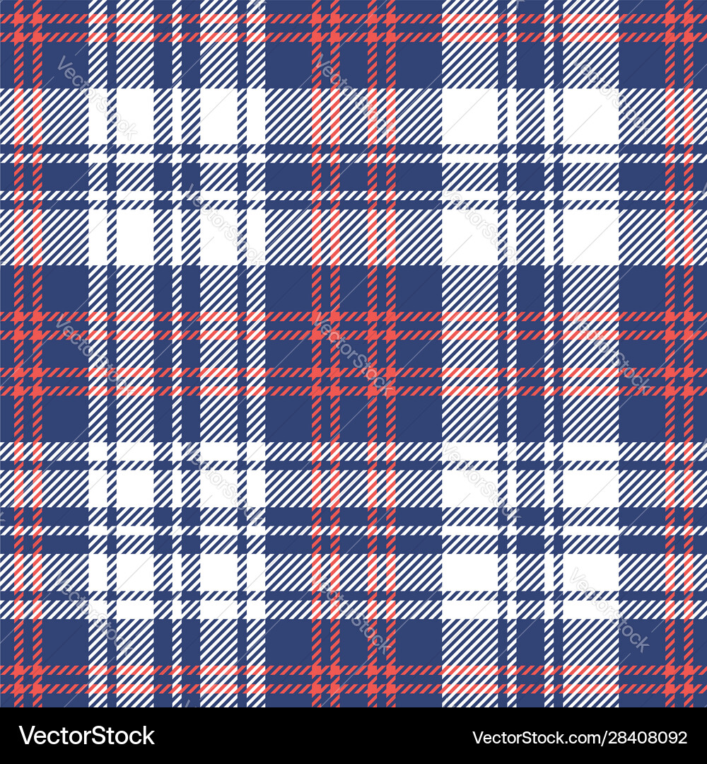 Tartan plaid pattern background white red blue Vector Image