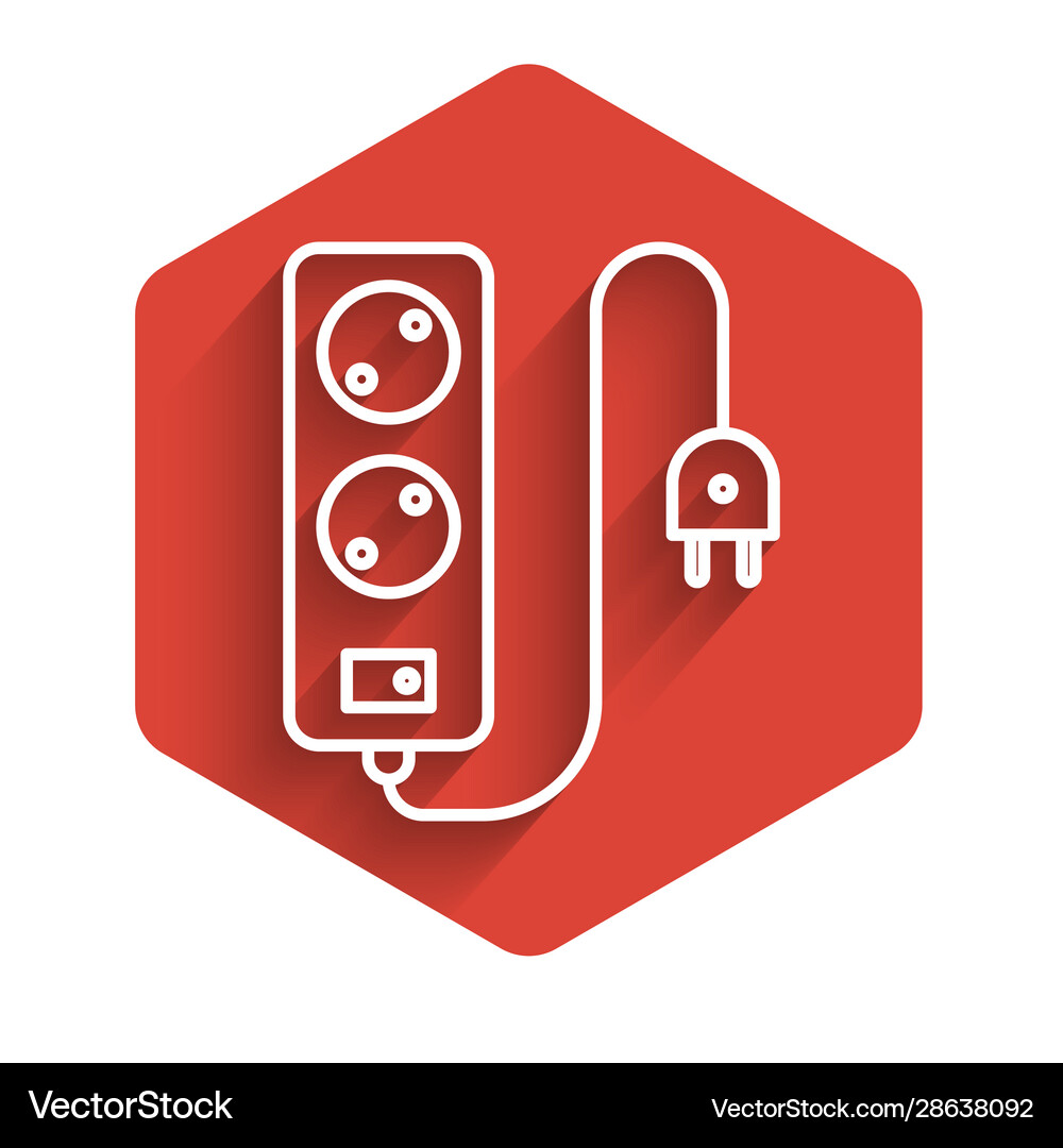 White line electric extension cord icon isolated Vector Image