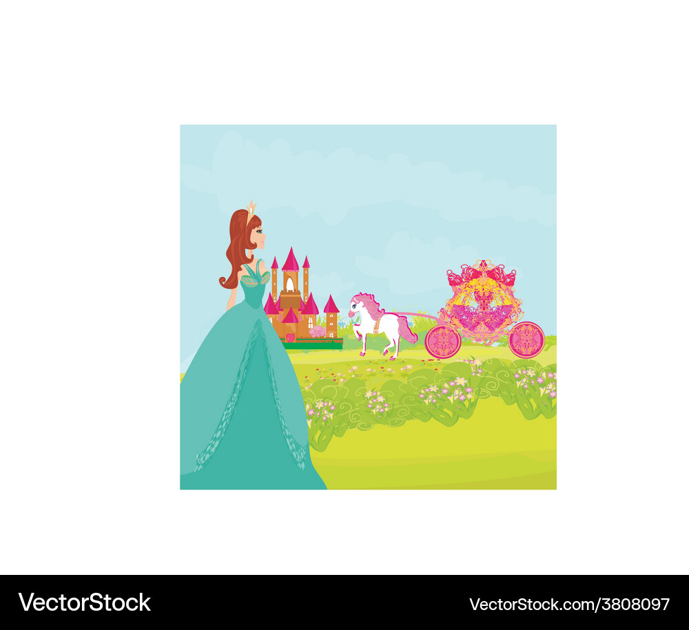 Beautiful princess on landscape Royalty Free Vector Image