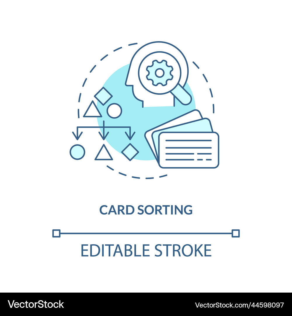 Card sorting turquoise concept icon Royalty Free Vector