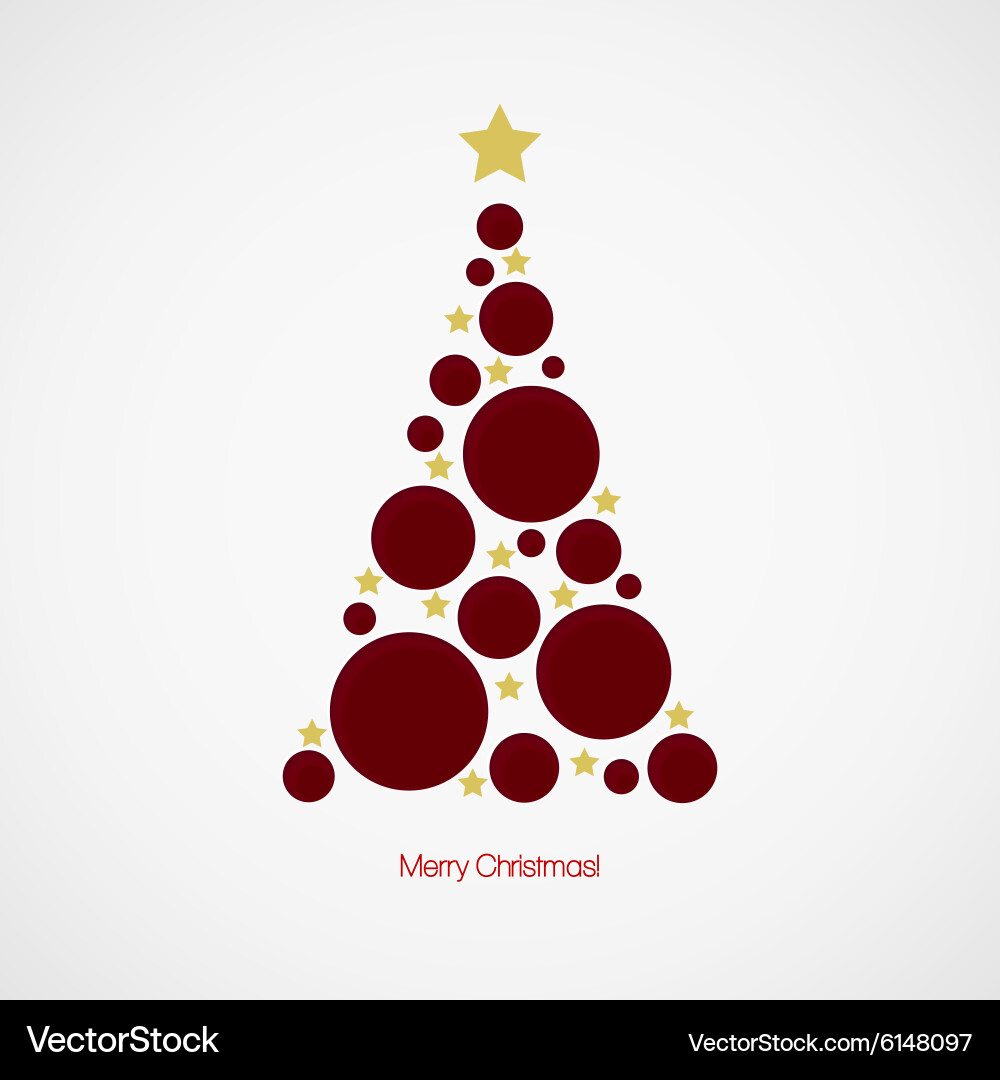 Christmas tree with dots and stars on white Vector Image