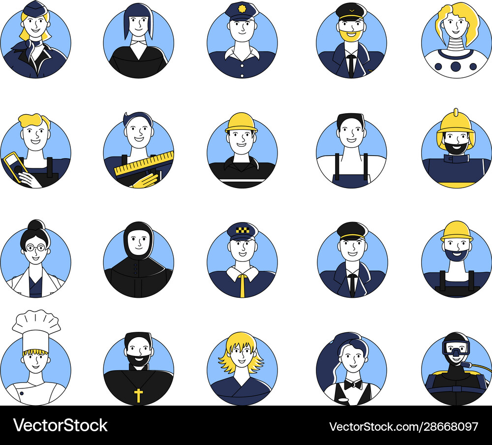 Collection female and male workers different Vector Image