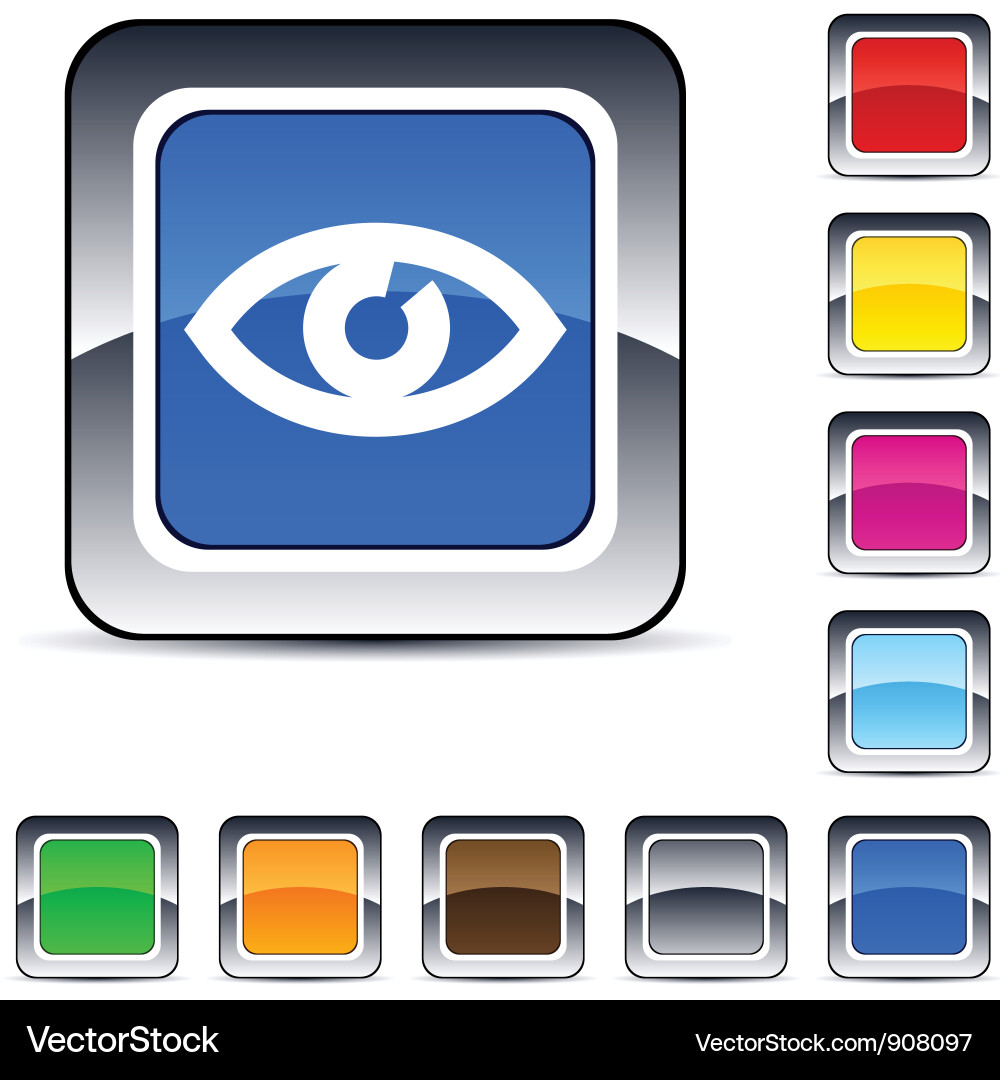 Eye square button Royalty Free Vector Image - VectorStock