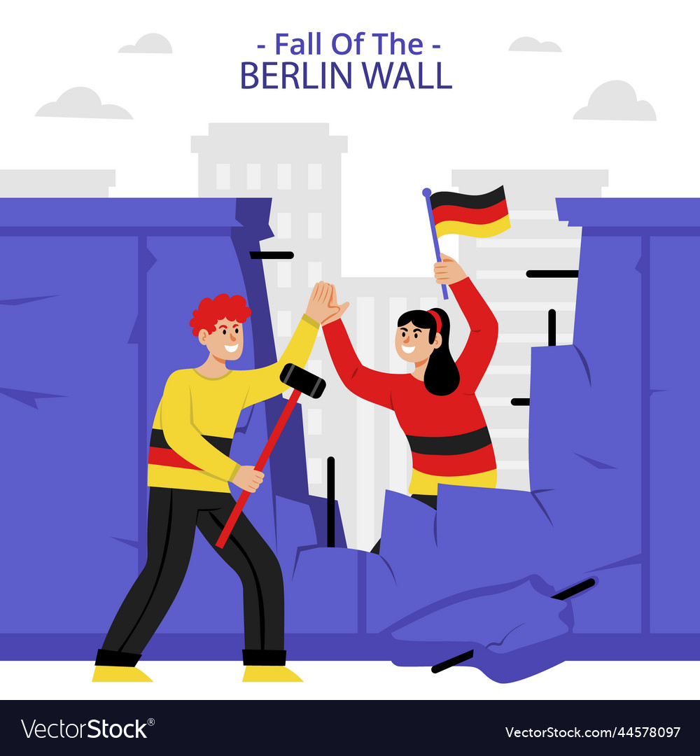 Flat fall berlin wall Royalty Free Vector Image