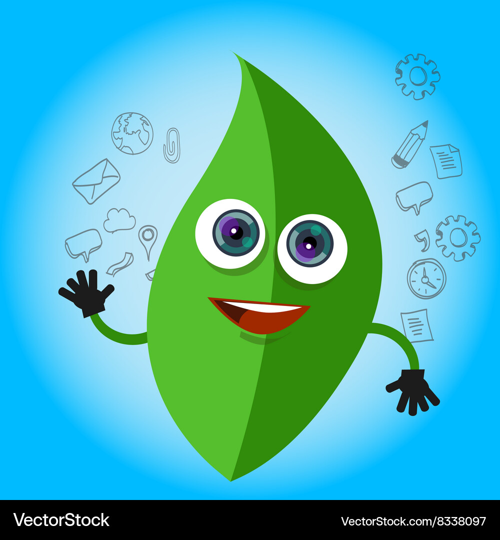 Green Cartoon Leaf Character Royalty Free Vector Image