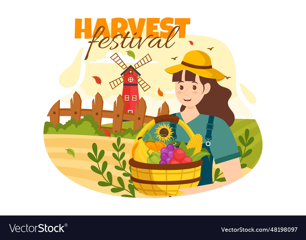 Happy harvest festival of autumn season Royalty Free Vector