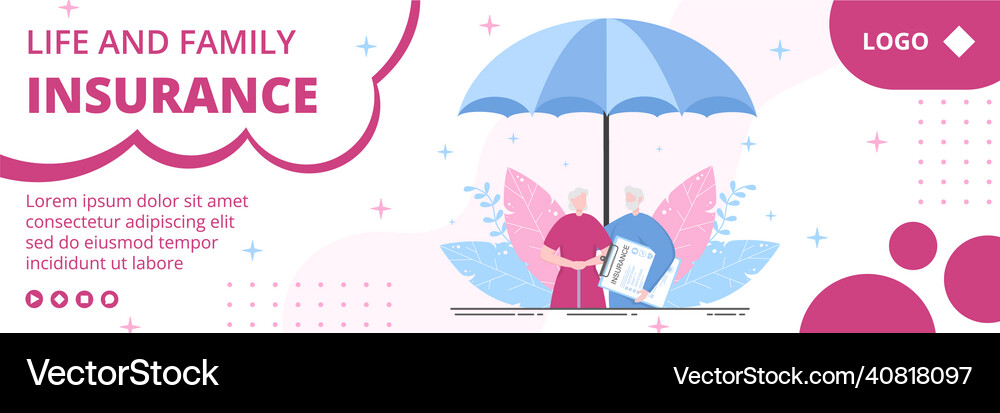 Life insurance cover template flat design Vector Image