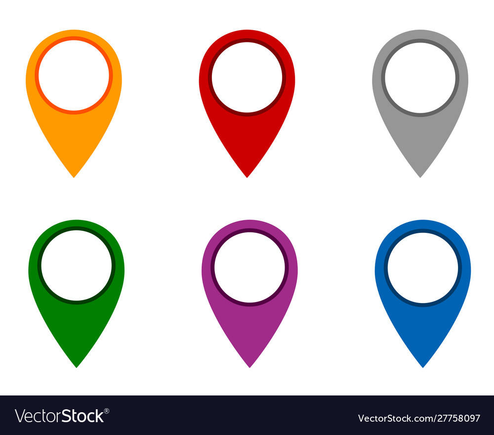 Locator pins in various colors Royalty Free Vector Image
