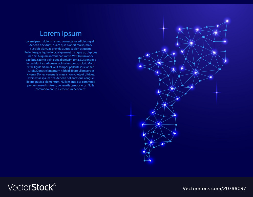 Mozambique map of polygonal mosaic lines network Vector Image