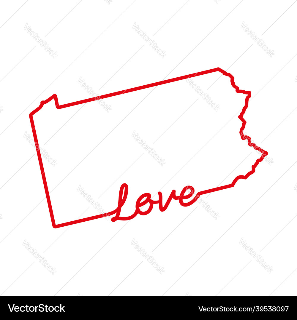 Pennsylvania us state red outline map Royalty Free Vector