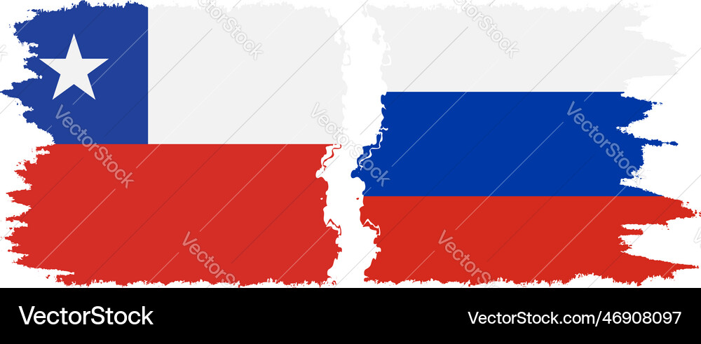 Russia and chile grunge flags connection Vector Image