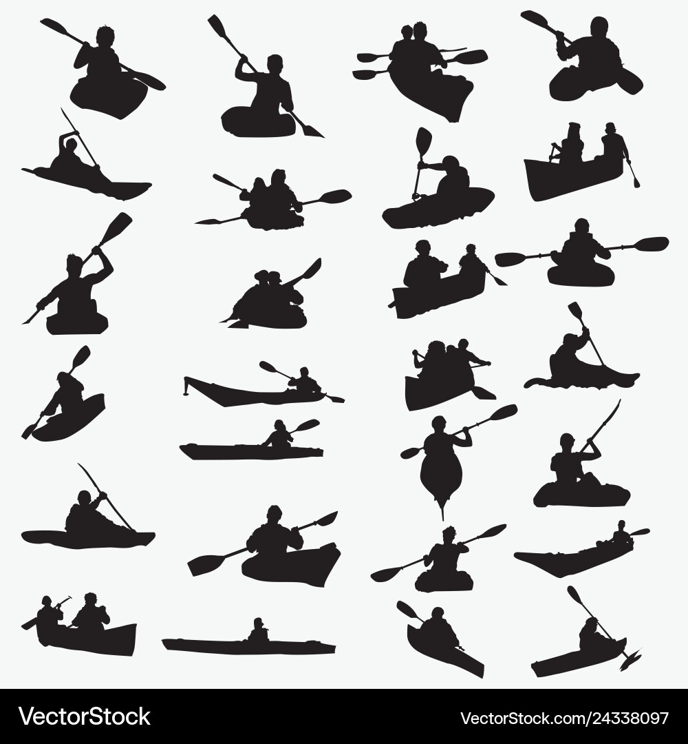 Silhouettes of kayaking Royalty Free Vector Image