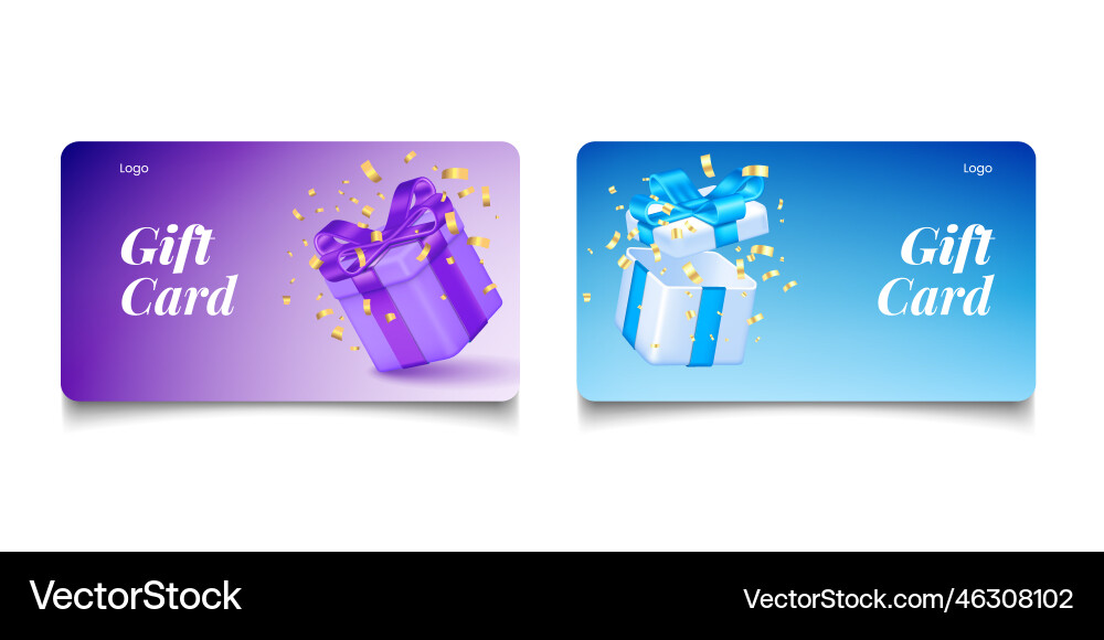 3d bonus reward card modern gift coupon present Vector Image