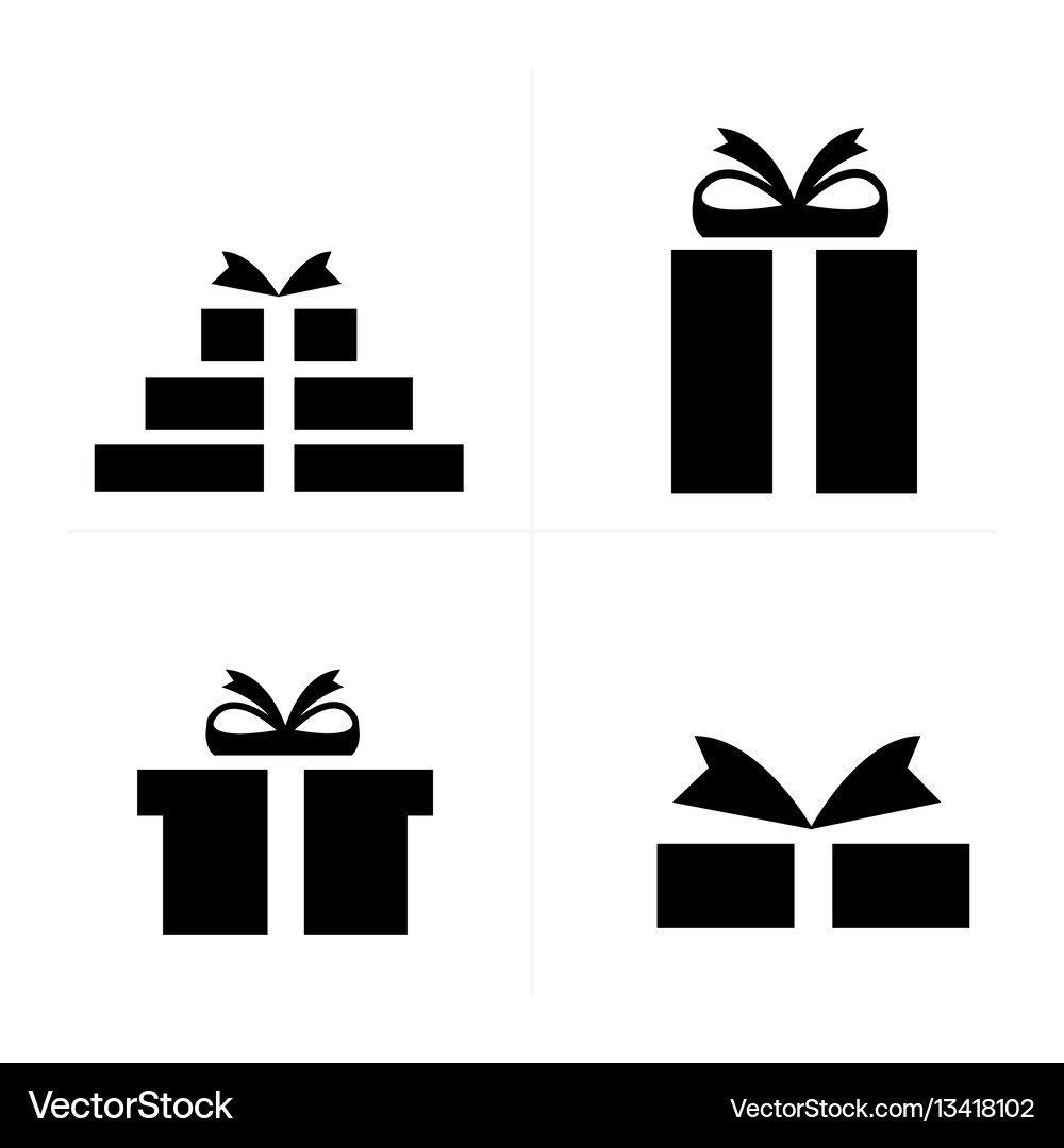 4 style set black gift icons Royalty Free Vector Image