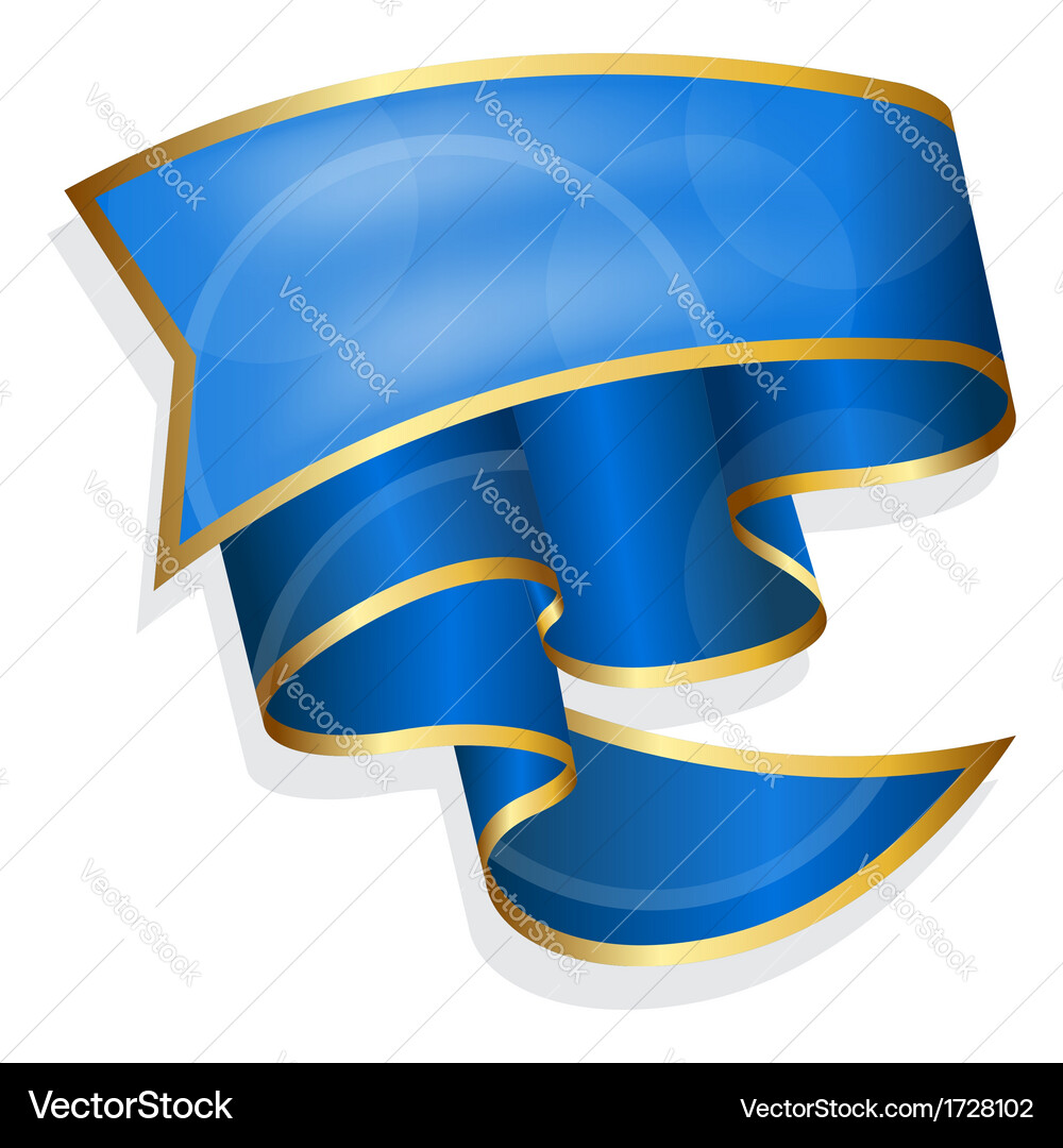 Big blue ribbon isolated on white background Vector Image