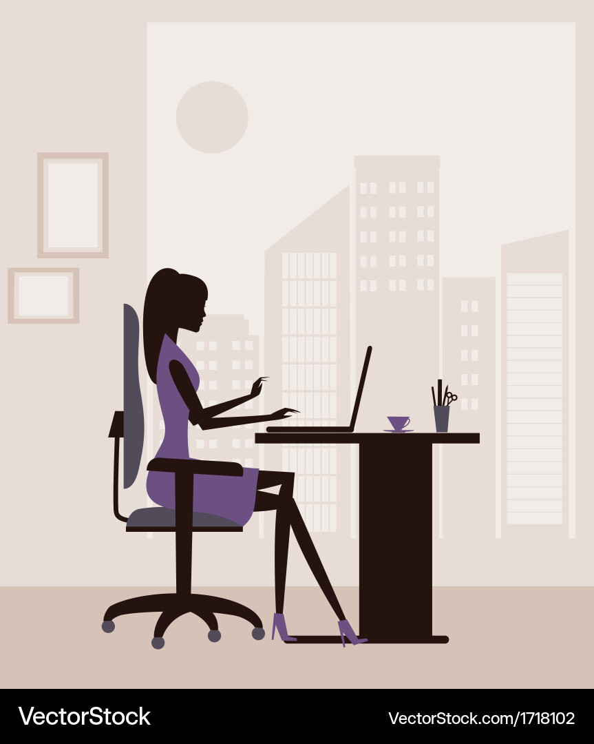 Business woman working Royalty Free Vector Image