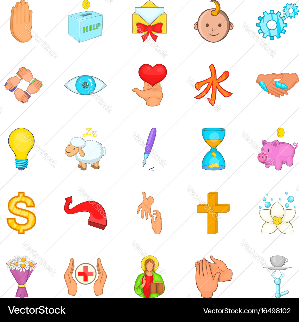 Goodness icons set cartoon style Royalty Free Vector Image