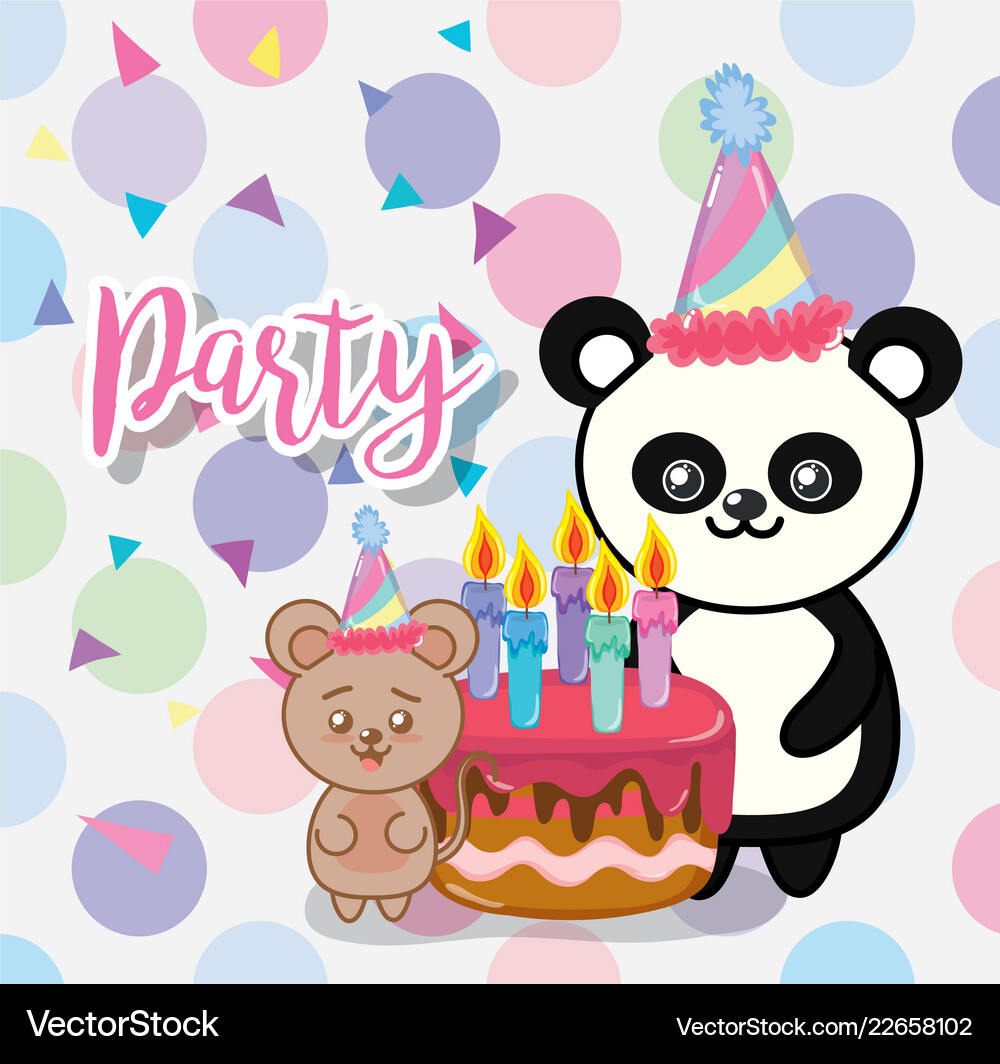 Happy birthday animals party Royalty Free Vector Image