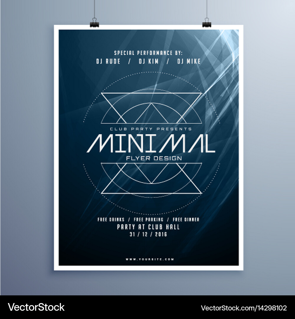 Minimal elegant music flyer template in blue Vector Image