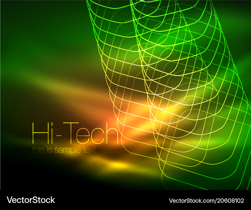 Neon glowing outline squares in dark Royalty Free Vector