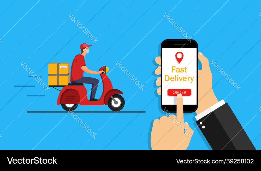Online delivery service in phone app order Vector Image