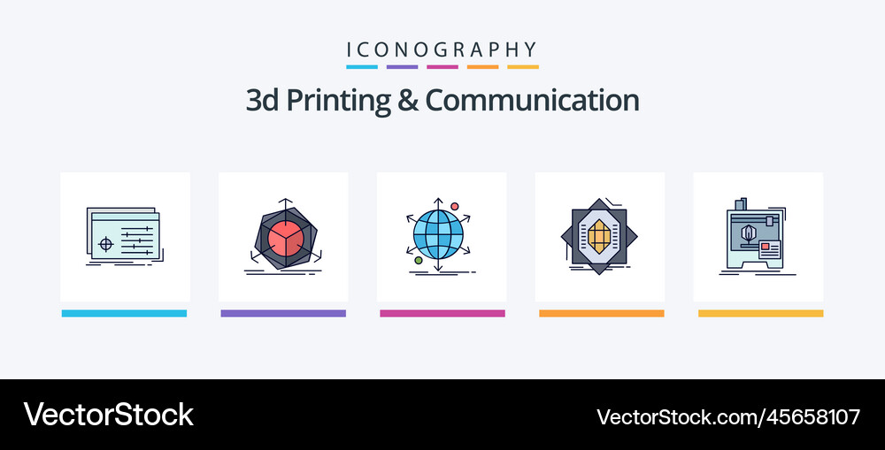 3d printing and communication line filled 5 icon Vector Image