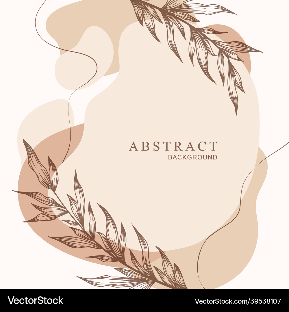Abstract card template with hand drawn plants Vector Image