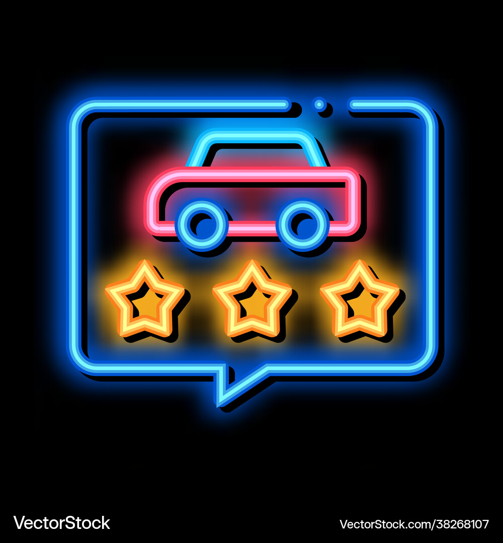 Car quality assessment neon glow icon Royalty Free Vector