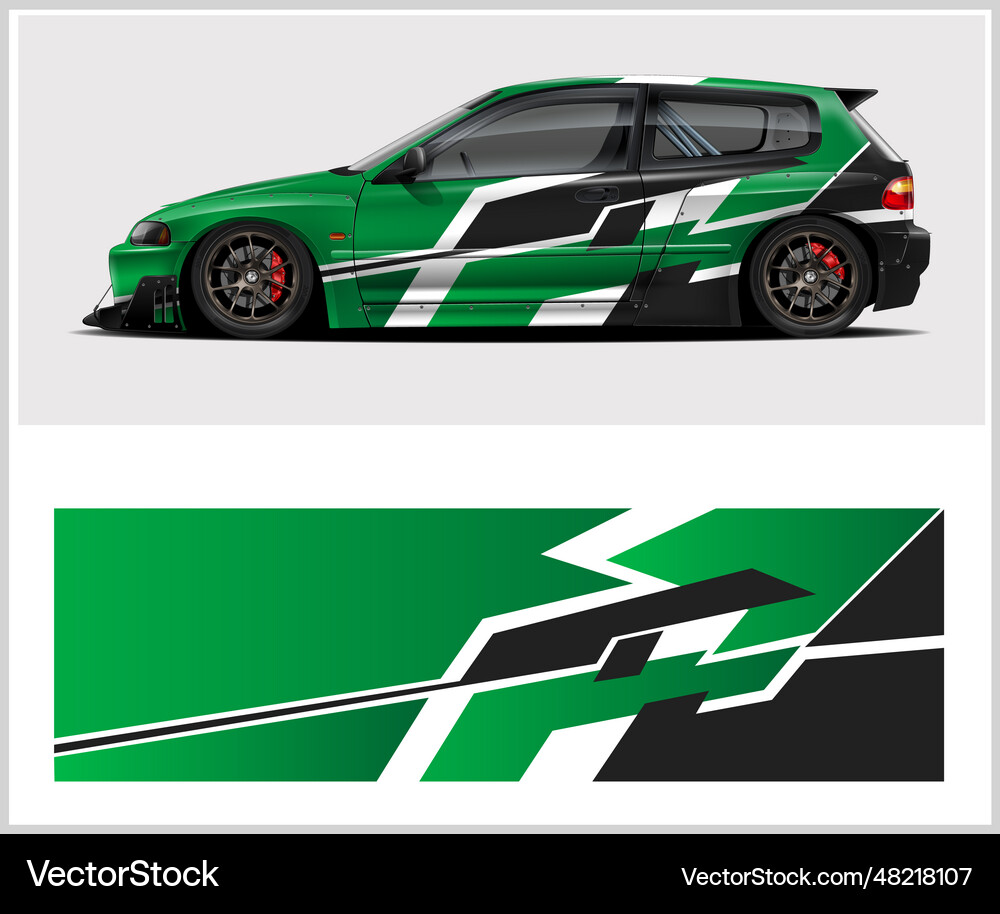 Car wrap design with premium vehicle Royalty Free Vector