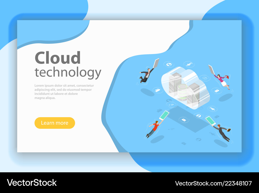 Cloud Computing Technology Isometric Flat Vector Image