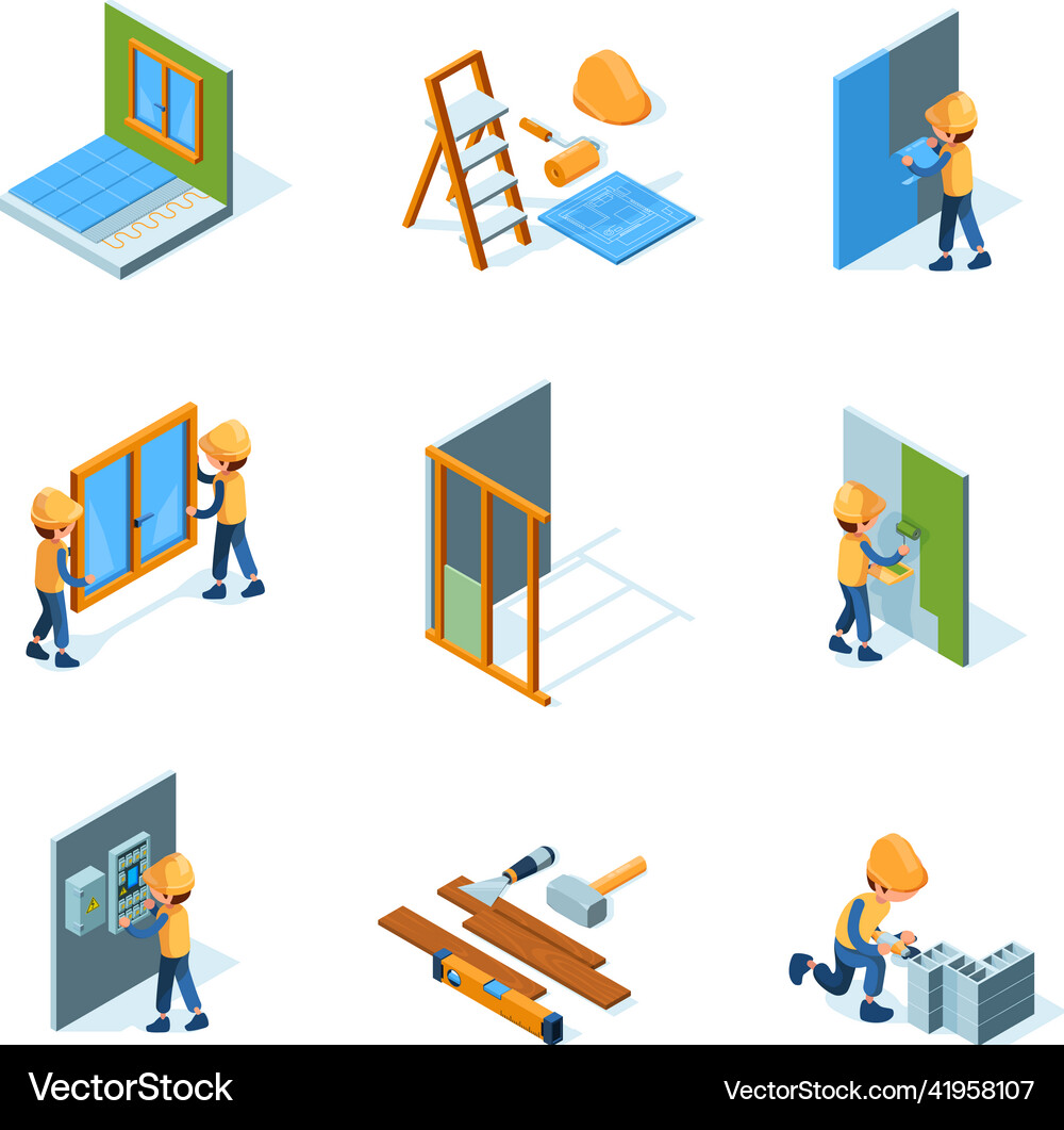 Home renovation worker installation new floor Vector Image