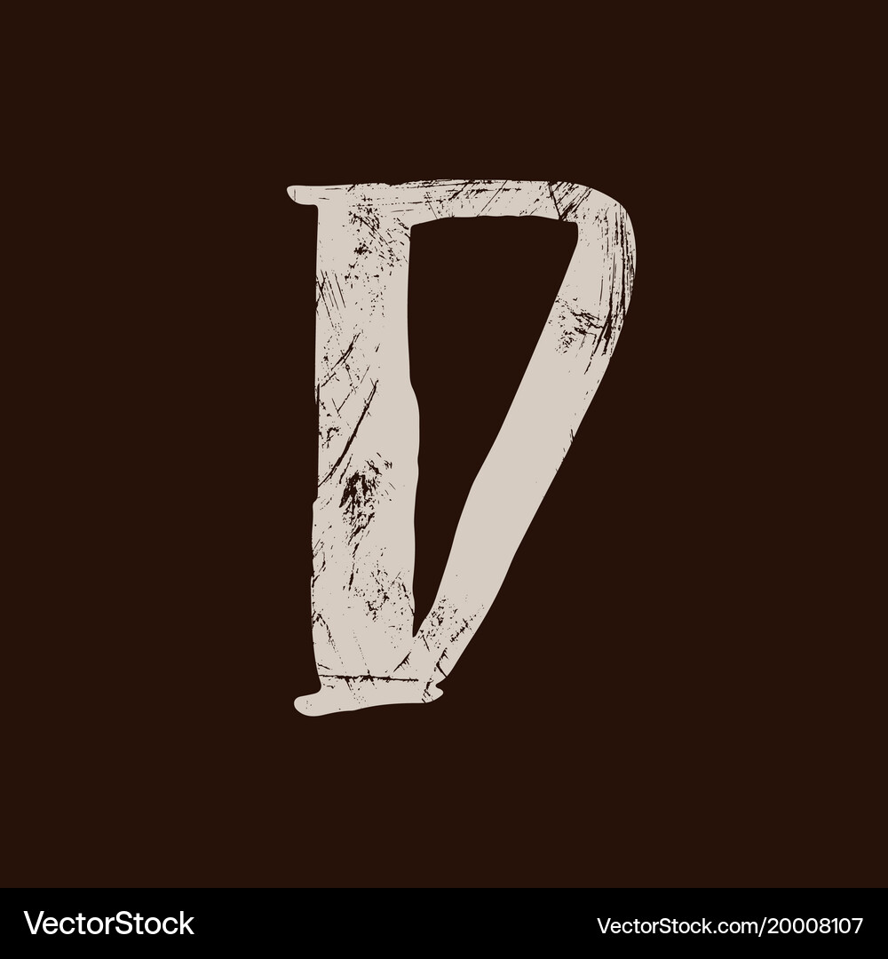 Letter d handwritten by dry brush rough strokes Vector Image