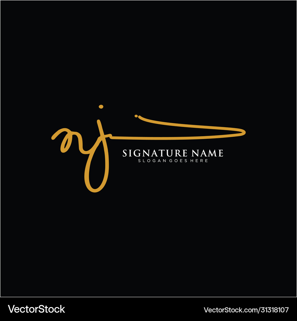 Letter nj signature logo template Royalty Free Vector Image