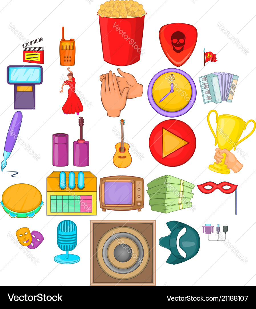 Musical performance icons set cartoon style Vector Image