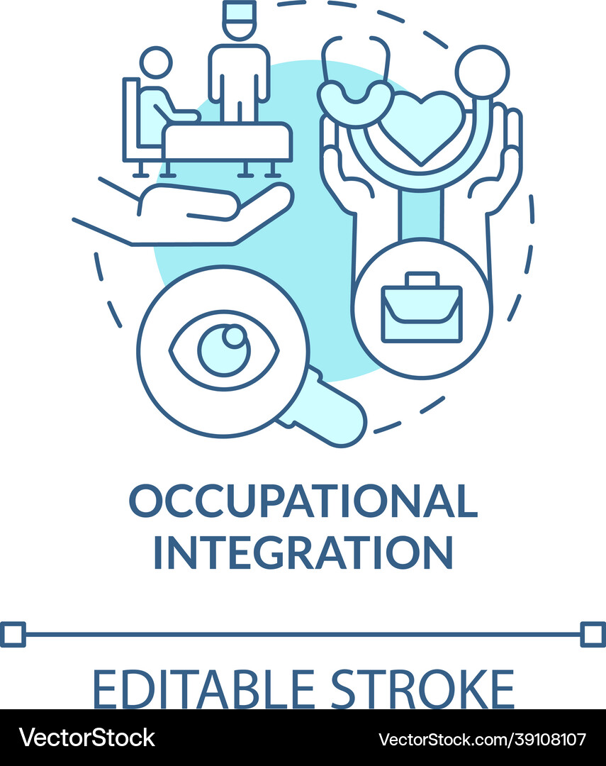 Occupational integration blue concept icon Vector Image