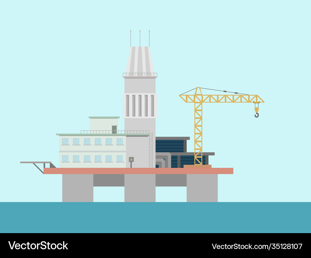Oil platform in flat style isolated on white Vector Image