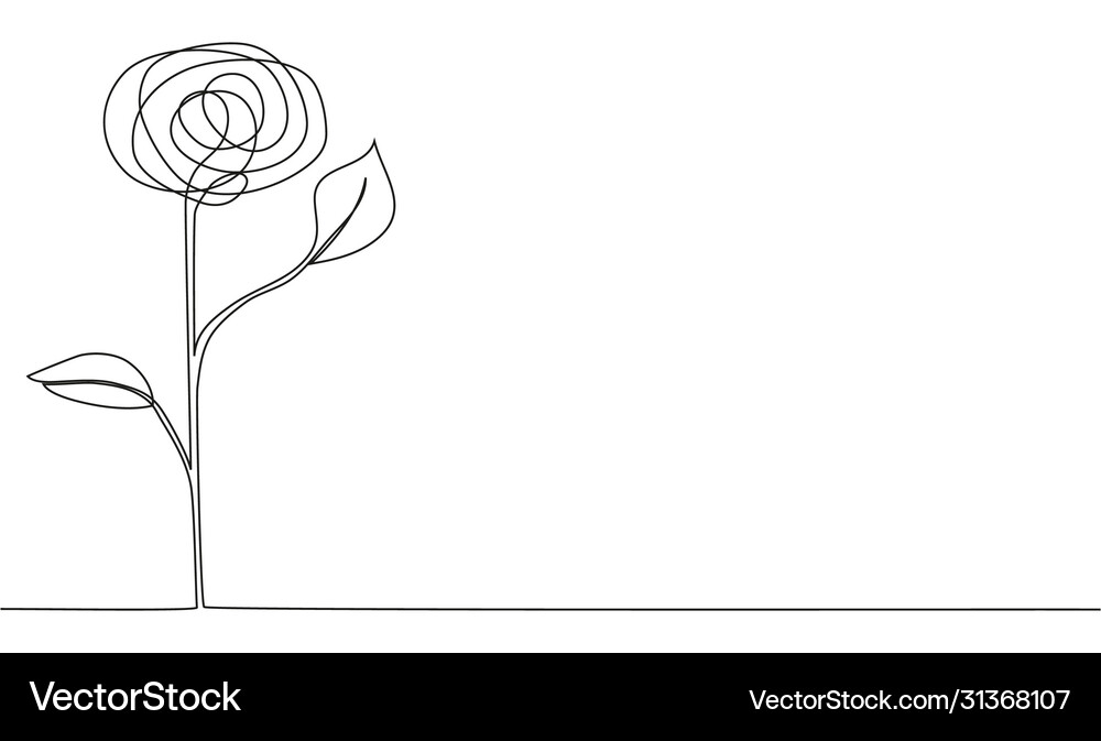 One line rose design - hand drawn minimalism style