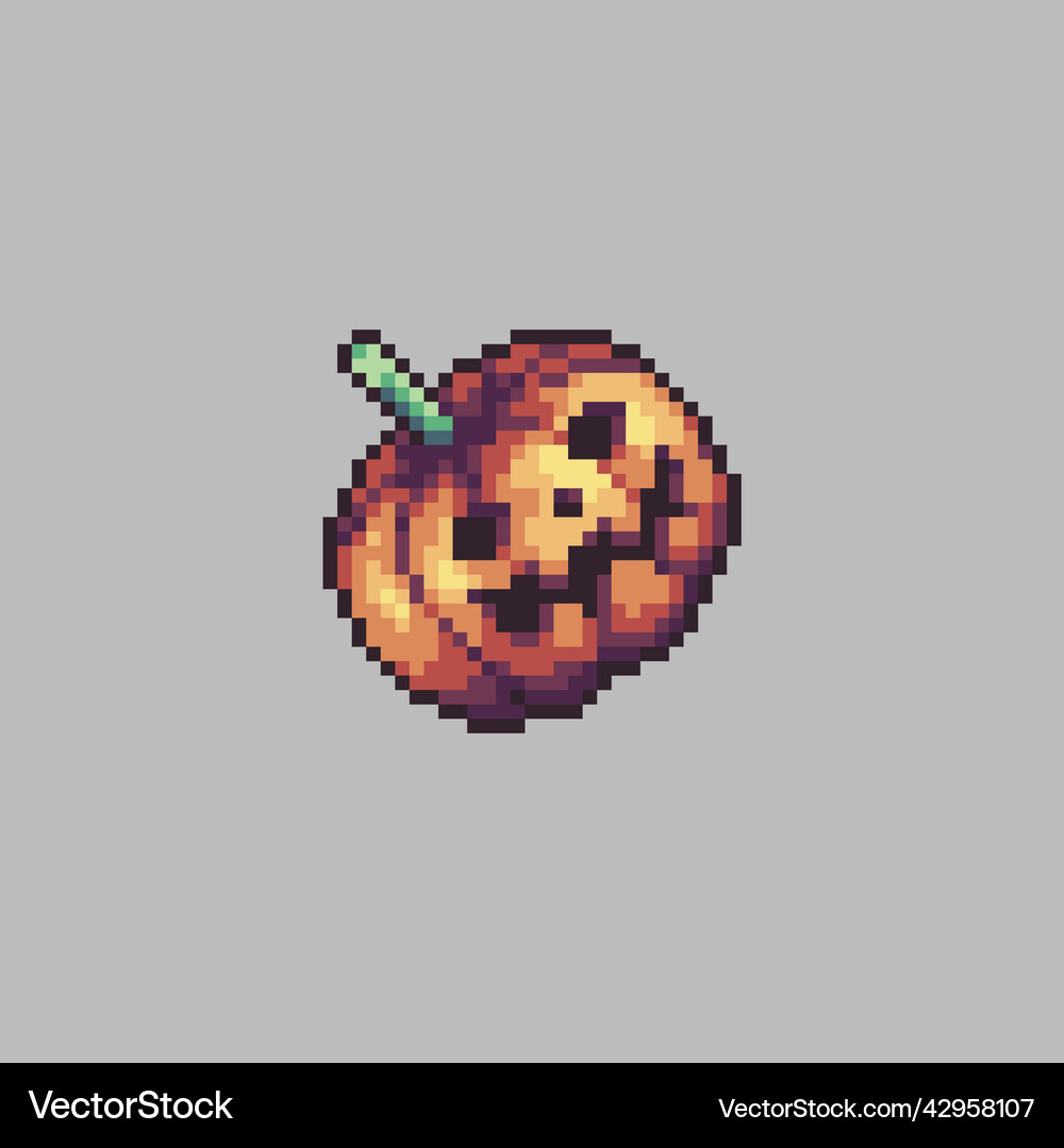 Pixel art halloween pumpkin Royalty Free Vector Image